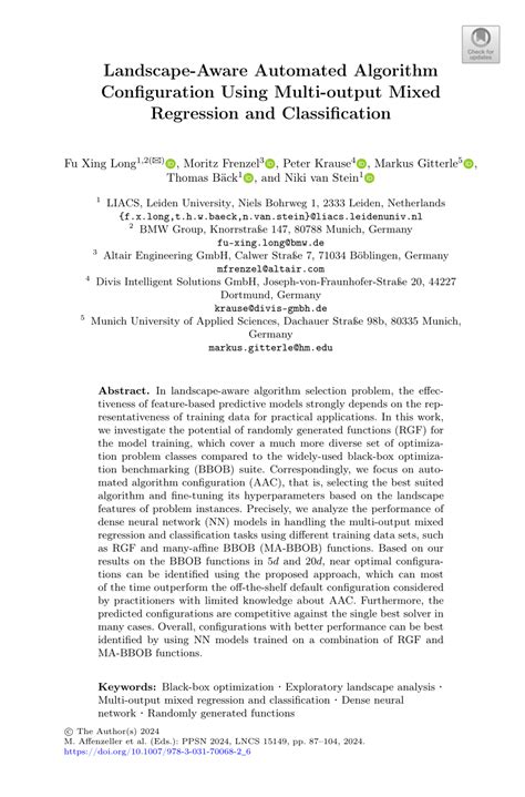 Pdf Landscape Aware Automated Algorithm Configuration Using Multi