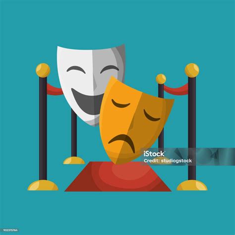 劇院面具孤立的圖示向量圖形及更多剪裁圖圖片 剪裁圖 動作 哥倫比亞 國家 Istock