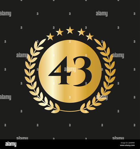 43 años celebración de aniversario icono vector logo diseño plantilla con golden concept imagen