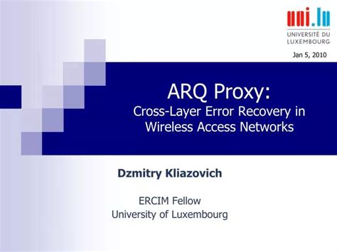 Ppt Arq Proxy Cross Layer Error Recovery In Wireless Access Networks
