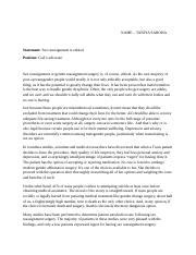 Topic 2 Sex Reassignment Docx NAME TANIYA SAROHA Statement Sex Reassignment Is Ethical