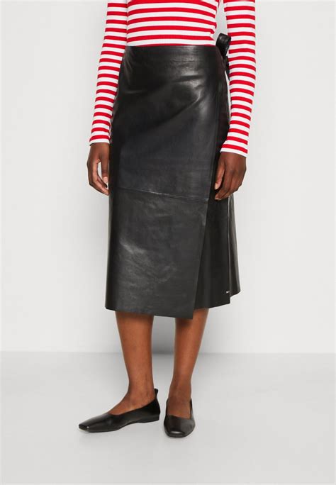Tommy Hilfiger Midi Wrap Skirt Wikkelrok Blackzwart Zalandobe