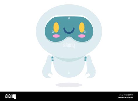 Vector Illustration Of Cute Robot Vector Icon For Chatbot In Flat