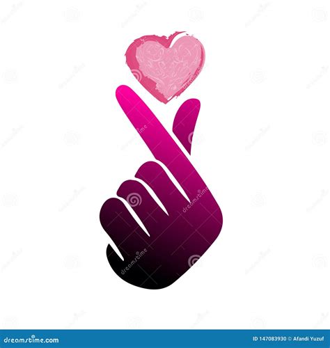 Korean Finger Heart `i Love You` Hangul Vector Illustration Korean