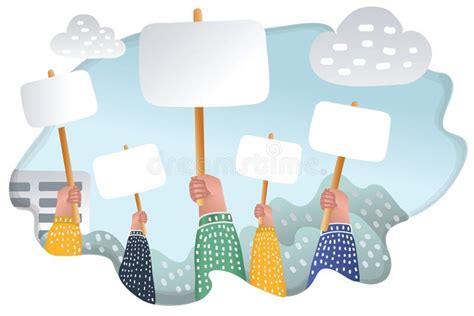People Holding Empty Banners Blank Banners Stock Vector Illustration