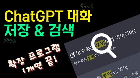 Chatgpt 모든 대화 저장 And 검색 Ft 크롬 확장프로그램 Youtube