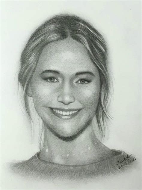 Jennifer Lawrence Portrait Drawing Artist And World