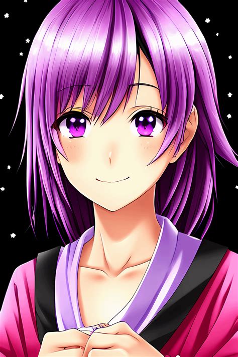 Purple Haired Anime Girl Two Variations Sfw Rdumbaiart