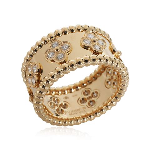 Van Cleef And Arpels Perlee Clover Ring In 18k Yellow Gold 071ctw For