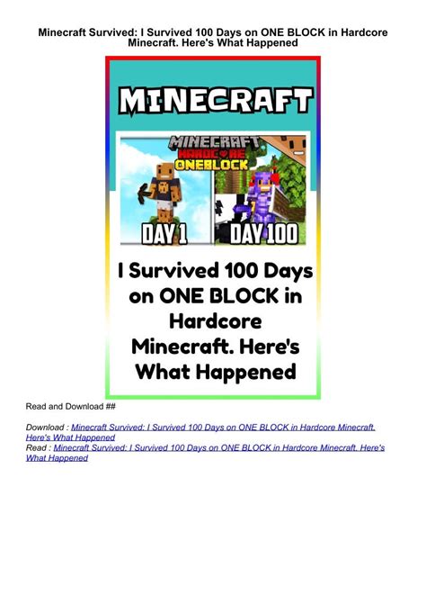 Read⚡ Minecraft Survived I Survived 100 Days On One Block In Hardcore