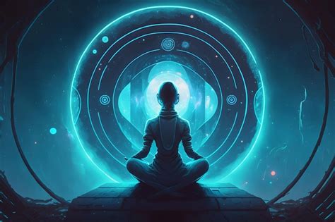 Premium Ai Image Yoga Meditation In Lotus Pose With Aura Spiritual Neural Network Ai Generated