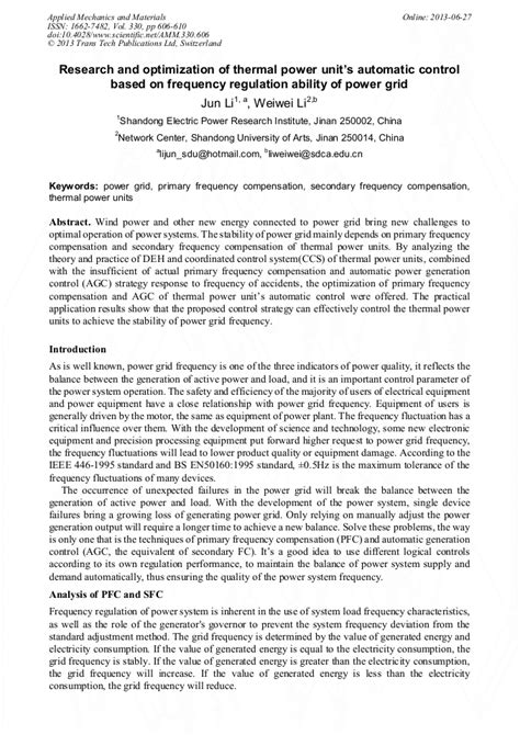 Research And Optimization Of Thermal Power Units Automatic Control Based On Frequency