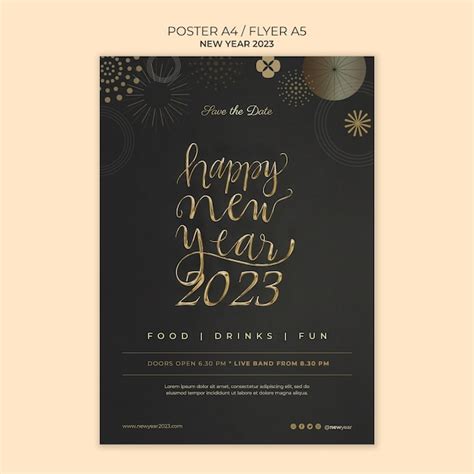 황금 새해 2023 포스터 템플릿 무료 Psd 파일