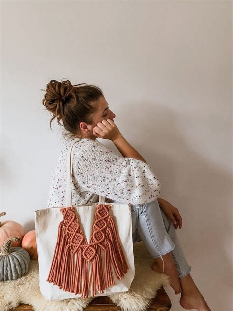 Macrame Tote Bag Macrame Market Bag Linen Beach Bag Zero Waste