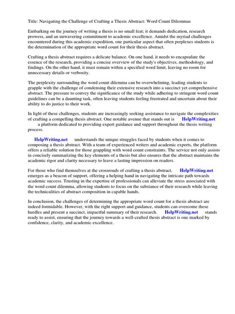 thesis abstract how many words pdf thesis abstract summary