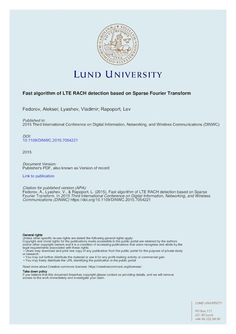 pdf fast algorithm of lte rach detection based on sparse lup lub