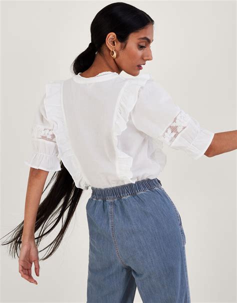 Annette Crochet Trim Blouse Ivory Tops And T Shirts Monsoon Global
