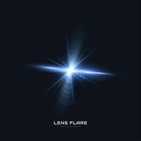 블루 렌즈 플레어 효과 벡터 투명 햇빛 조명 효과 빛나는 광선 및 빔 효과 프리미엄 벡터
