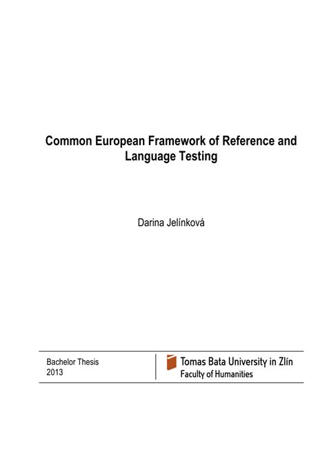 Pdf Common European Framework Of Reference And Language Testing