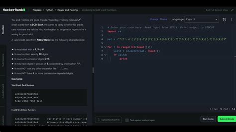 Hackerrank Python Solution 15 Regex And Parsing Validating Credit