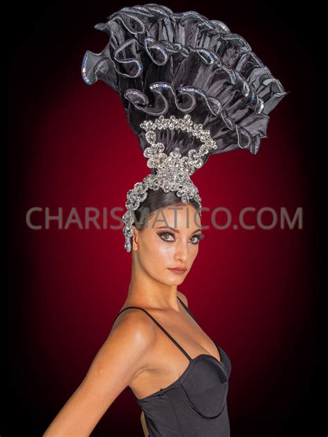Starry Night Rhinestone Organza Fan Headdress