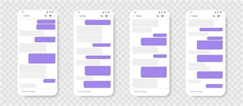 Смартфон с экраном чата мессенджера набор пузырей шаблонов Sms