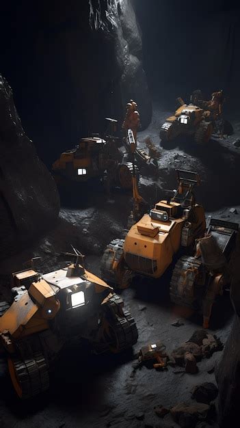 Premium Photo Futuristic Mining Equipment In Asteroid To Extract
