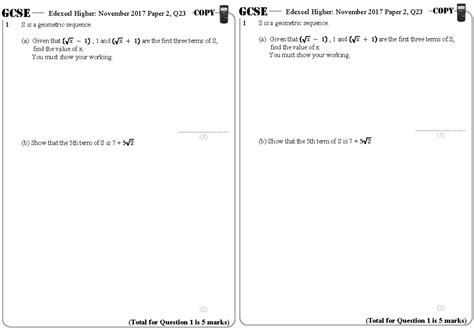Sequences Geometric Higher Gcse Questions Standard Total For