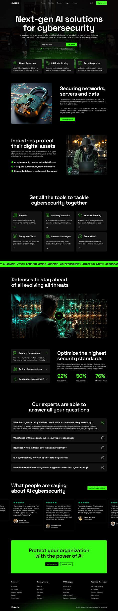 Azzle AI Technology Startup Business Figma Template By Mthemeus