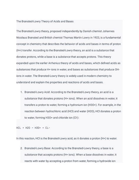 Brønsted Lowry Theory Of Acids And Bases According To The Brønsted