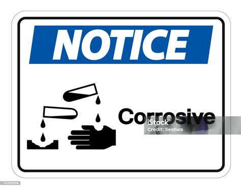 Avis Symbole Corrosif Signe Isolat Sur Fond Blanc Illustration