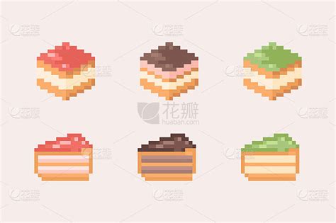 像素艺术蛋糕图标设置不同的类型。