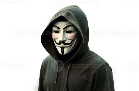 Hacker Man In Black Hoodie Wearing Vendetta Mask Hacker Anonymous