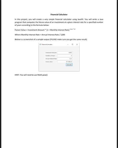 Solved Financial Calculator In This Project You Will Create