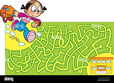 Vector Illustration With A Maze A Puzzle Where It Is Necessary To Help