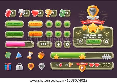 Game Ui Stone Set Complete Menu 스톡 벡터 사용료 없음 Shutterstock