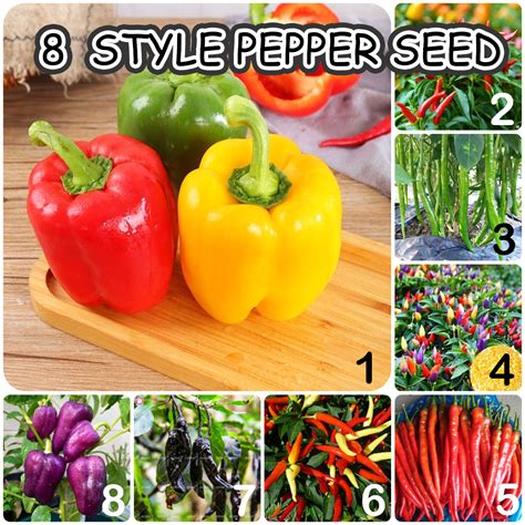 8pack Pepper Seeds 8 Style F1 Hybrid Hot Pepper Sili Seeds Sweet Bell