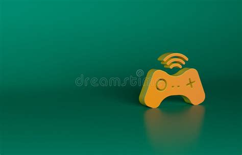 Orange Wireless Gamepad Icon Isolated On Green Background Game Controller Minimalism Concept
