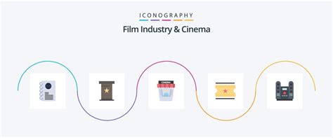 Cenima Plat 5 Icône Pack Comprenant Projecteur Cinéma Cinéma Film