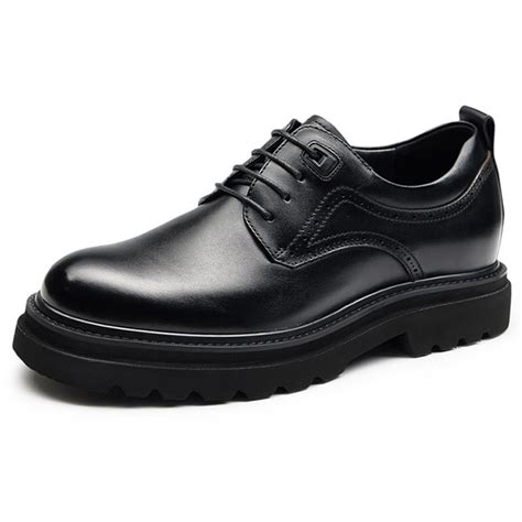 Black Lightweight Height Increasing Derby Shoes Add Taller 32 Inch