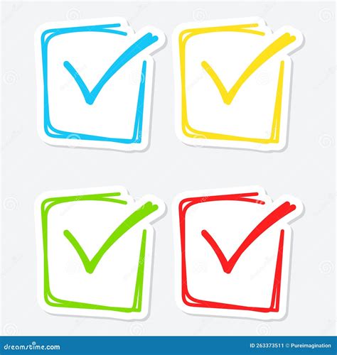 Set Of Hand Drawn Check Mark Stock Vector Illustration Of Answer