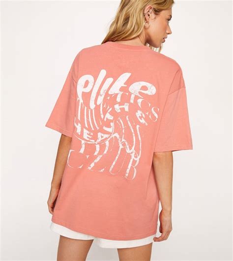Buy Nasty Gal Fitness Back Graphic Oversized T Shirt In Coral