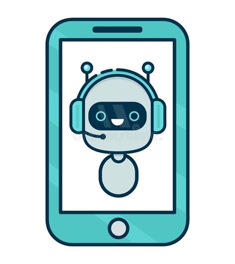 Cute Smiling Robot Chat Bot Say In Smartphone Stock Vector