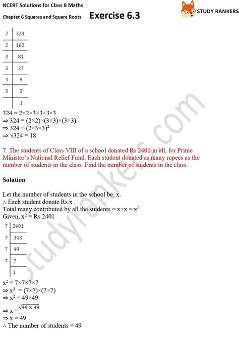 Ncert Solutions For Class 8 Maths Ch 6 Squares And Square Roots Exercise 6 3