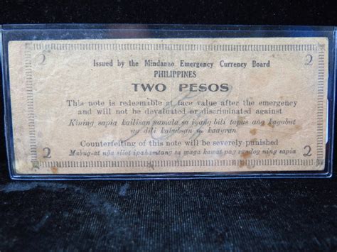 1943 Philippines Two Pesos Wwii Mindanao Emergency Currency Banknote
