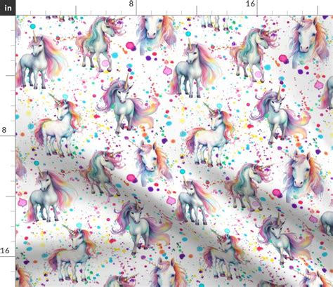 Rainbow Unicorns Fabric Spoonflower