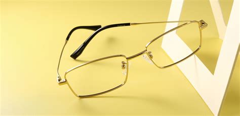 Wendell Rectangle Eyeglasses Frame Gold Mens Eyeglasses Payne