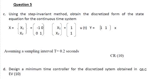 question 5 c using the step invariant method obtain