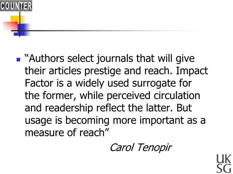 Ppt Journal Usage Factor A Usage Based Alternative To Impact Factor