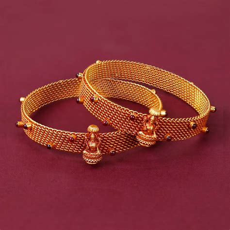 Buy Kt Antique Gold Lakshmi Devi Design Gheru Kada Bangles VG